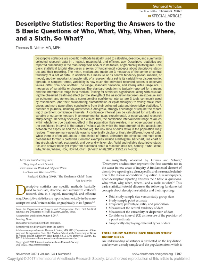 Descriptive Statistics Reporting The Answers To.48 | PDF | Standard ...