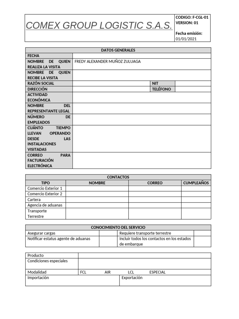 Reporte de Visita Inicial | PDF | Business | Industrias de servicio