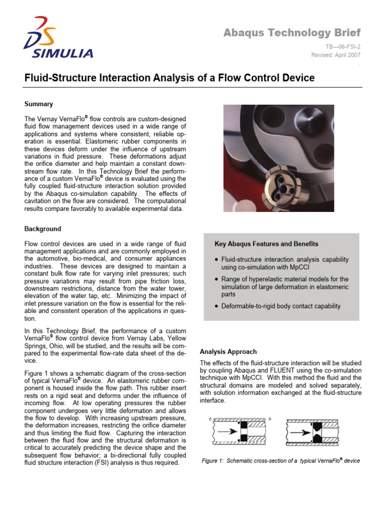 Fluid Structure Interaction Analysis Of A Flow Control Device Pdf