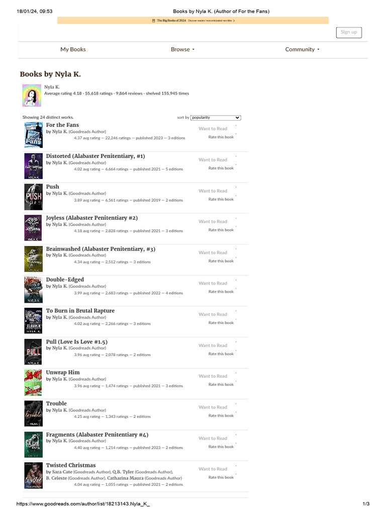 Books by Nyla K. (Author of For The Fans) | PDF | Online Organizations | Online Services