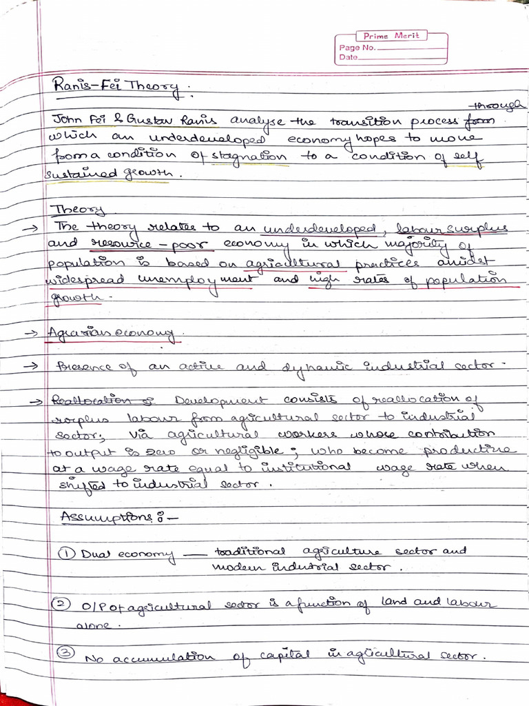 Ranis Fei Model Notes | PDF
