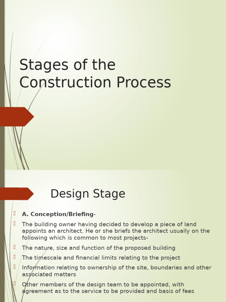 Lecture 5 Stages of The Construction Process (Autosaved) | PDF ...