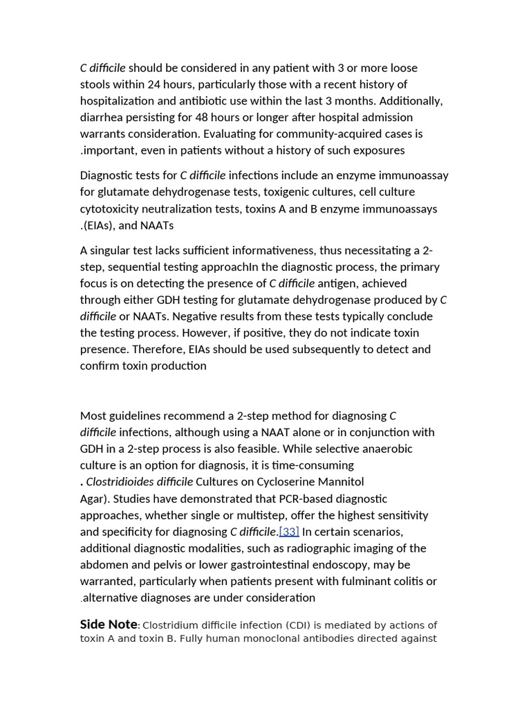 Clostridium Difficile Recommendations | PDF | Health Care | Medical ...