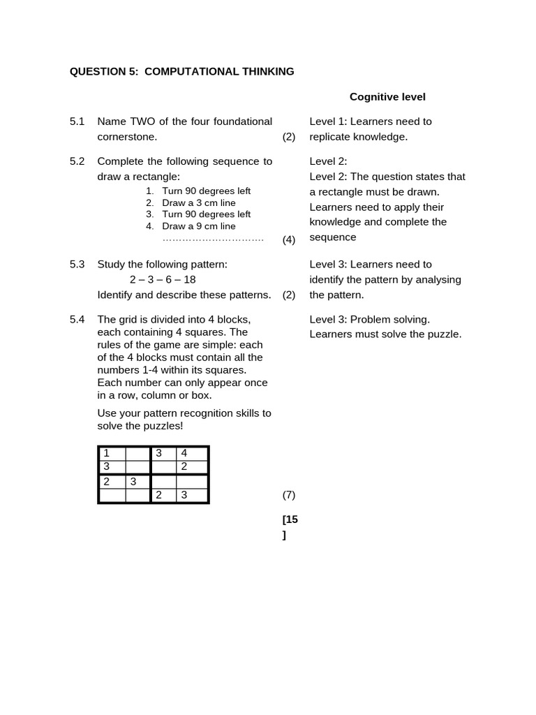 Theory Test Exampler 5 - Computational Thinking Explanation of CL | PDF