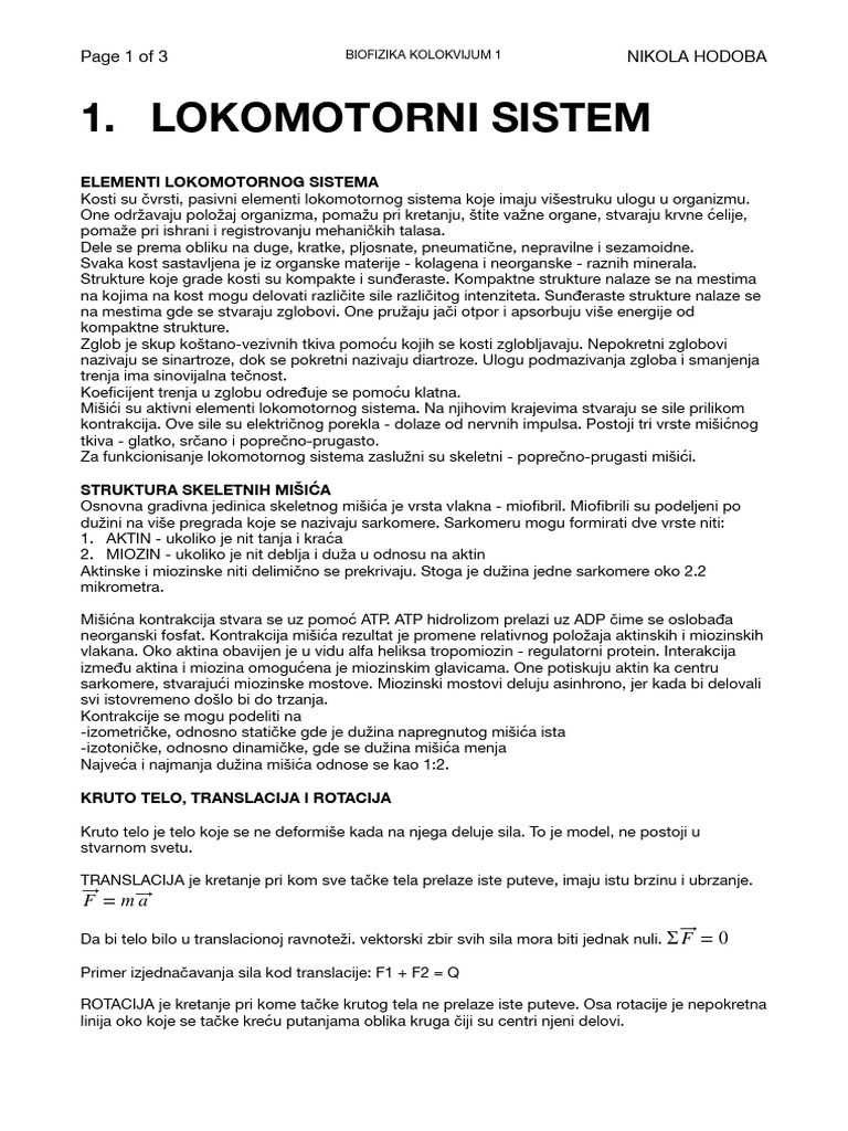 1.lokomotorni Skripta | PDF