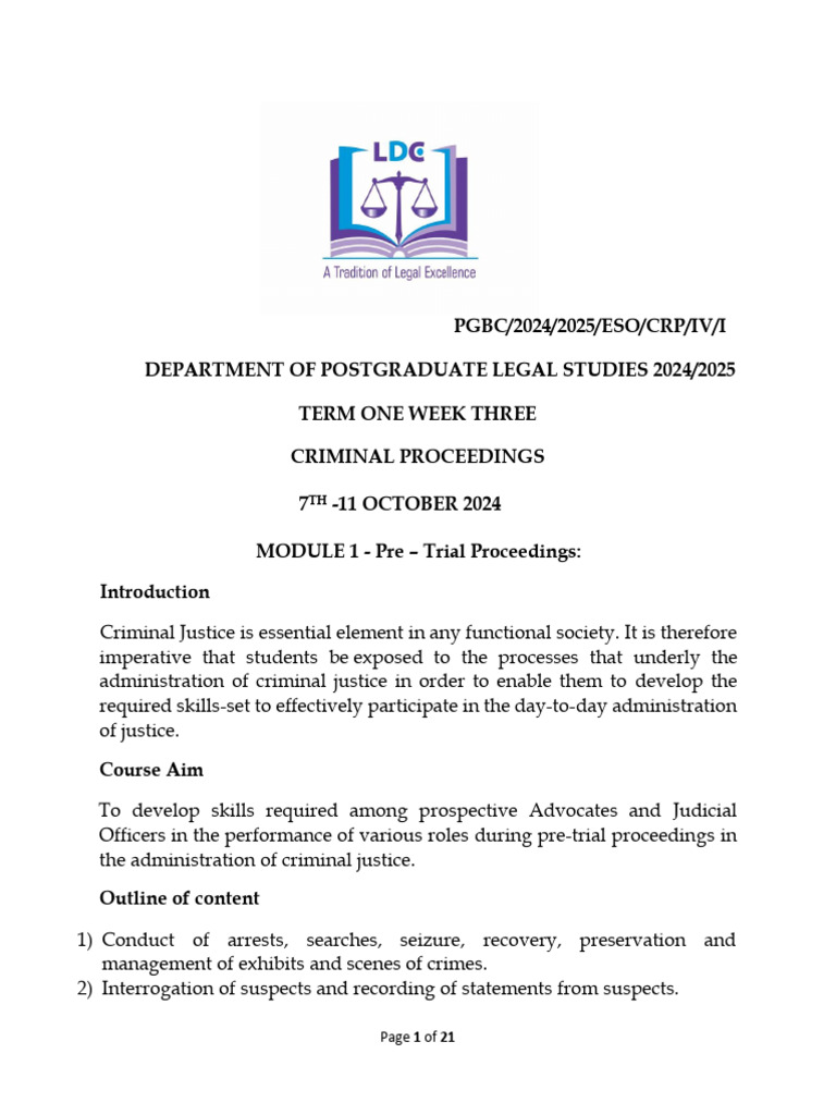 CP Term 1 WK 3 PDF 2 | PDF | Prosecutor | Arrest