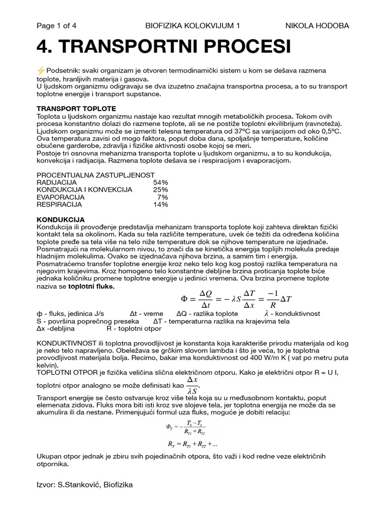 4.transportni Procesi Skripta | PDF