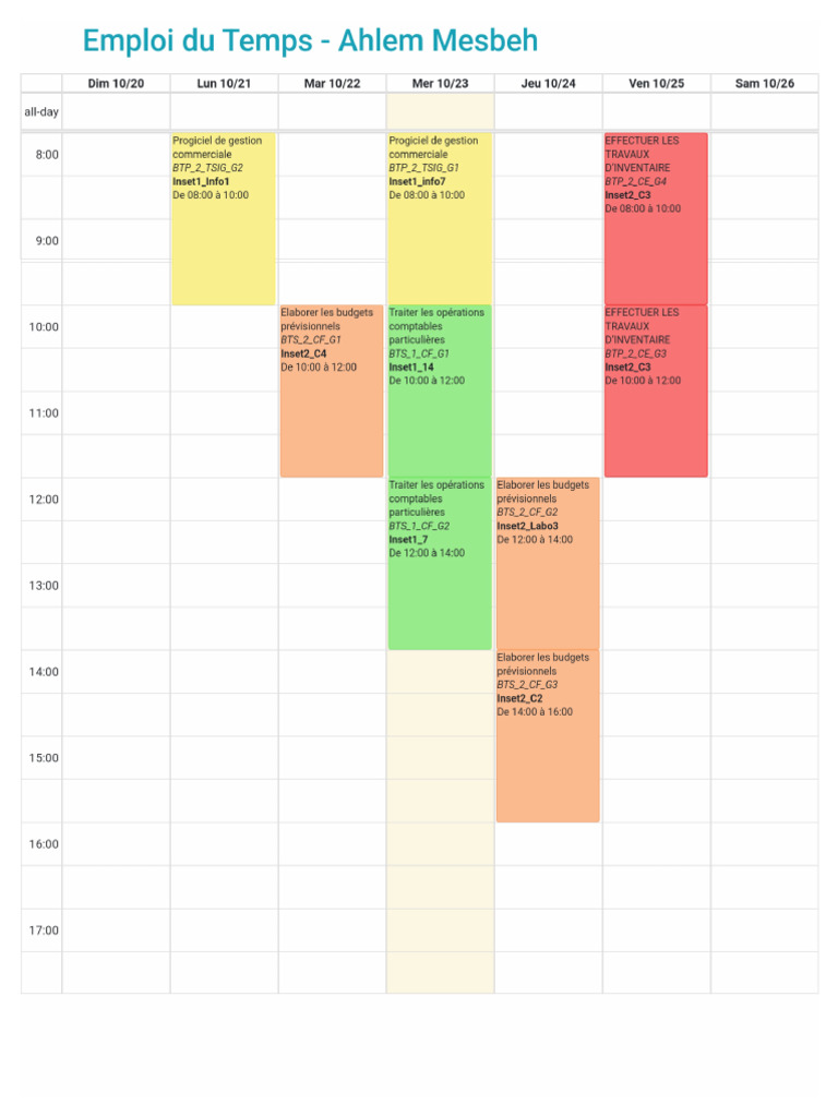 Emploi Du Temps | PDF
