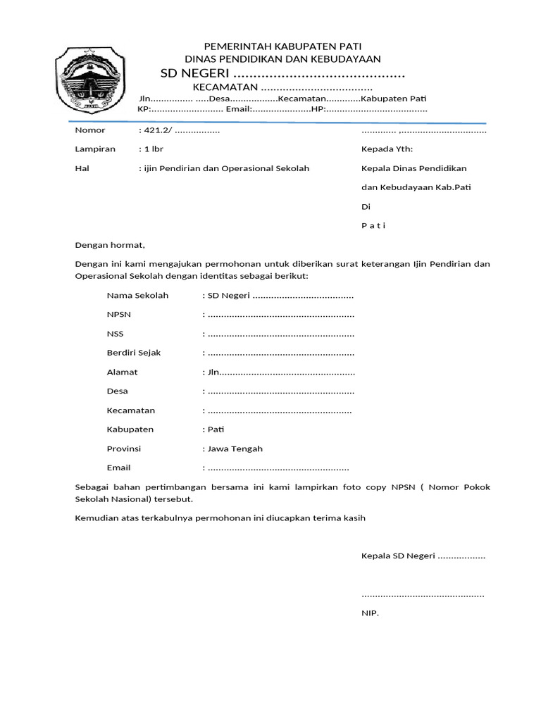 Surat Keterangan Ijin Pendirian Dan Operasional Fiks | PDF | Griya & Taman