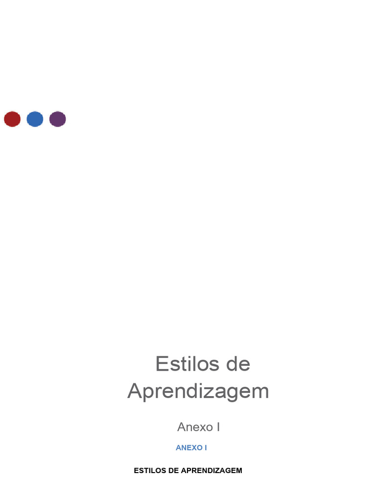 Estilos De Aprendizagem Pdf Aprendizado Estilos De Aprendizagem