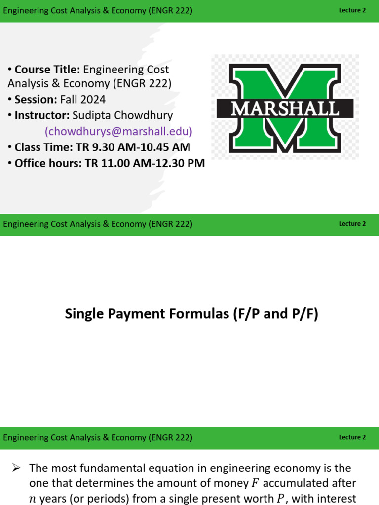 002-Single Payment Formulas (F by P and P by F) | PDF | Interest | Accuracy And Precision
