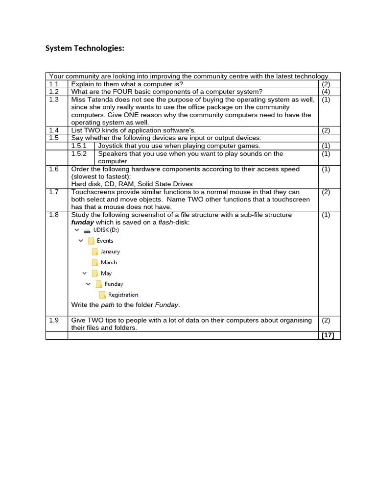 Theory Test Exampler 1 - System Technologies | PDF | Games & Activities ...