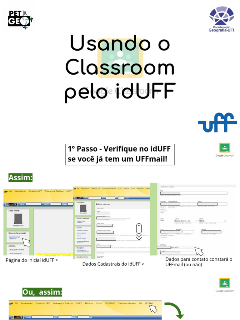Guia para Usar Classroom com UFFmail | PDF | Gmail | YouTube