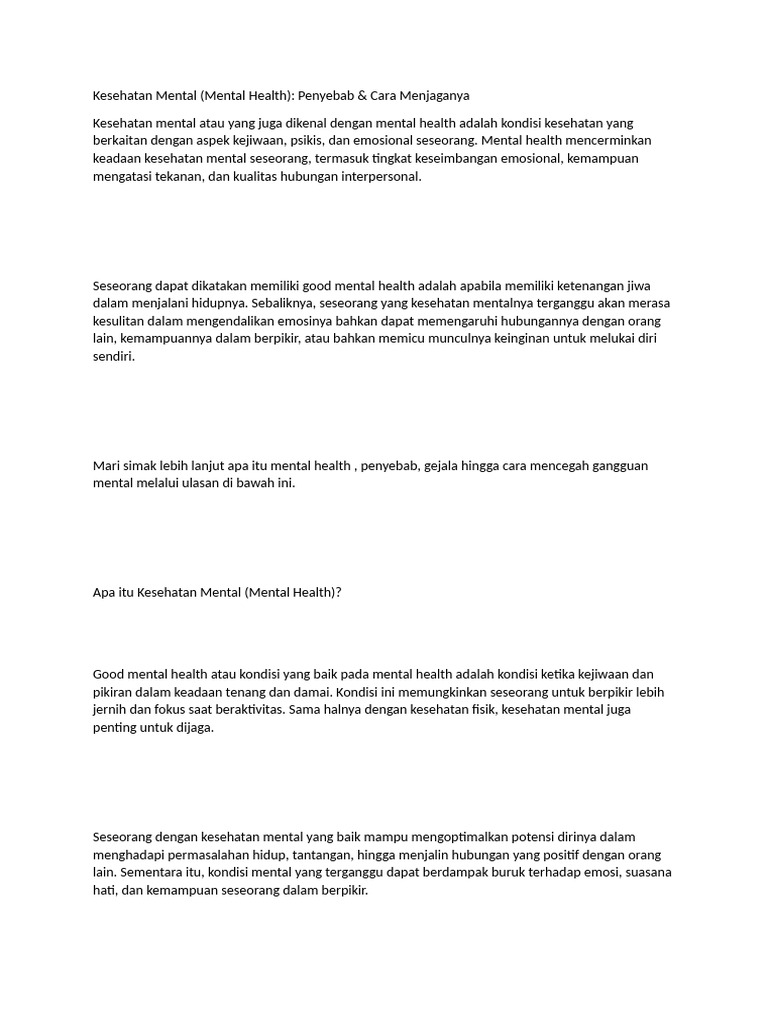 Kesehatan Mental | PDF