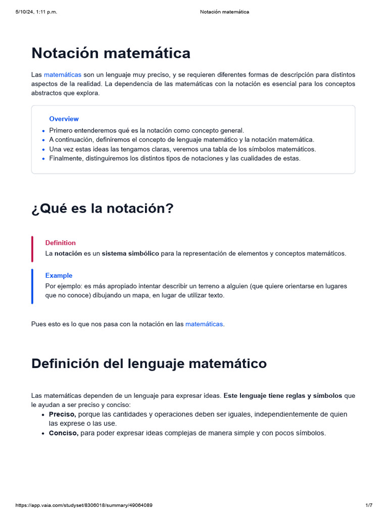 Notación Matemática | PDF | Números | Conjunto (Matemáticas)