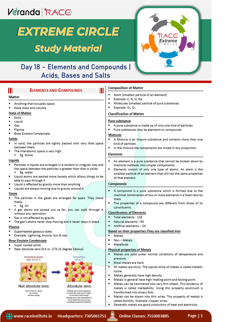 Day 18 Elements and Compounds - Acids, Bases and Salts | PDF | Metals ...