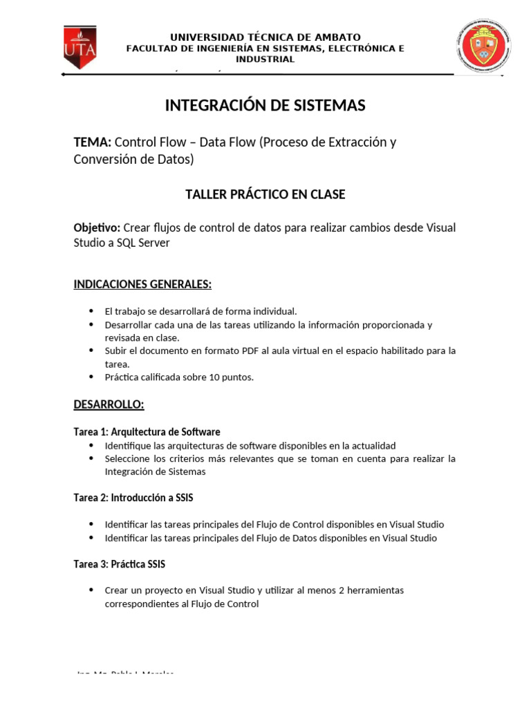 TALLER 1 - Control Flow - Data Flow | PDF | SQL | Servidor SQL de Microsoft