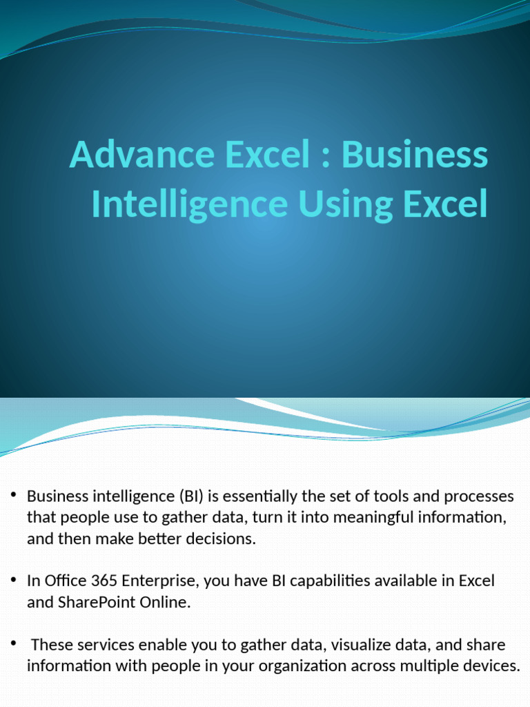 Advance Excel - Business Intelligence | PDF | Microsoft Excel ...