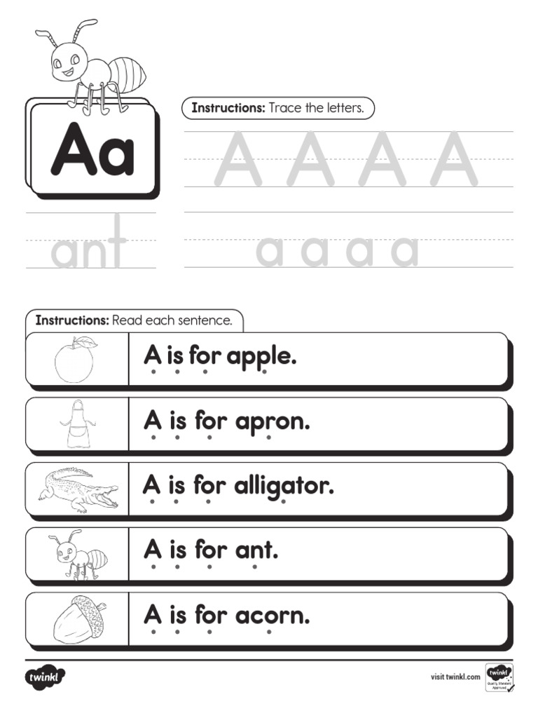 BW Letter A Fluency Sentences For ELL Alphabet Activity | PDF