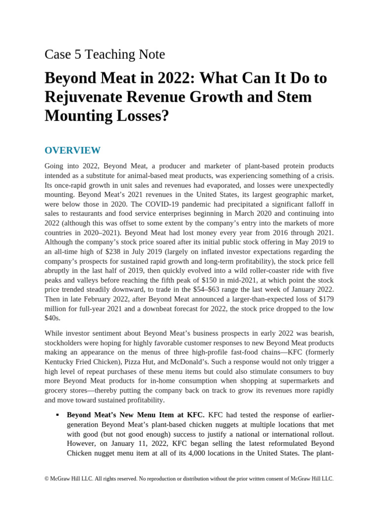 Case 5 Beyond Meat | PDF | Hamburgers | Meat