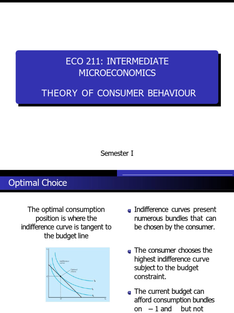 Optimal Consumer Choice in ECO 211 | PDF | Consumer Behaviour ...