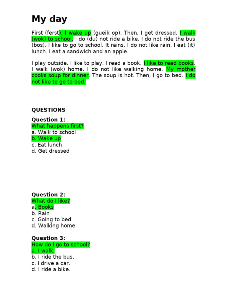 Reading - My Day | PDF