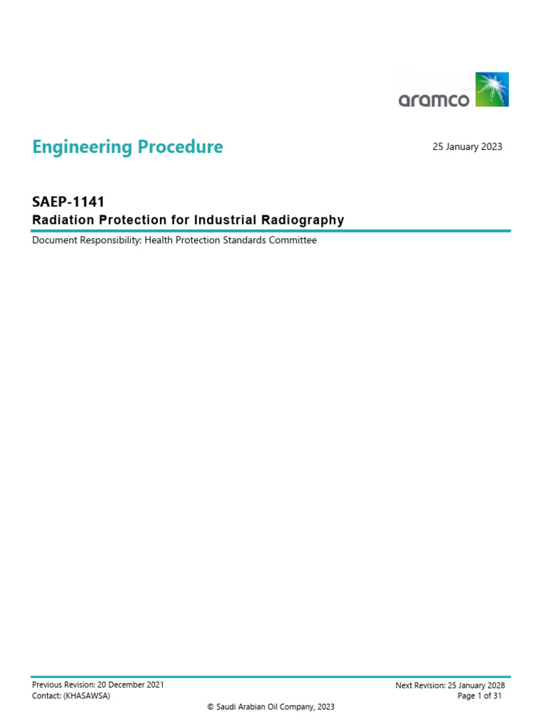 Saep 1141 | PDF | Radiation Protection | Radiography