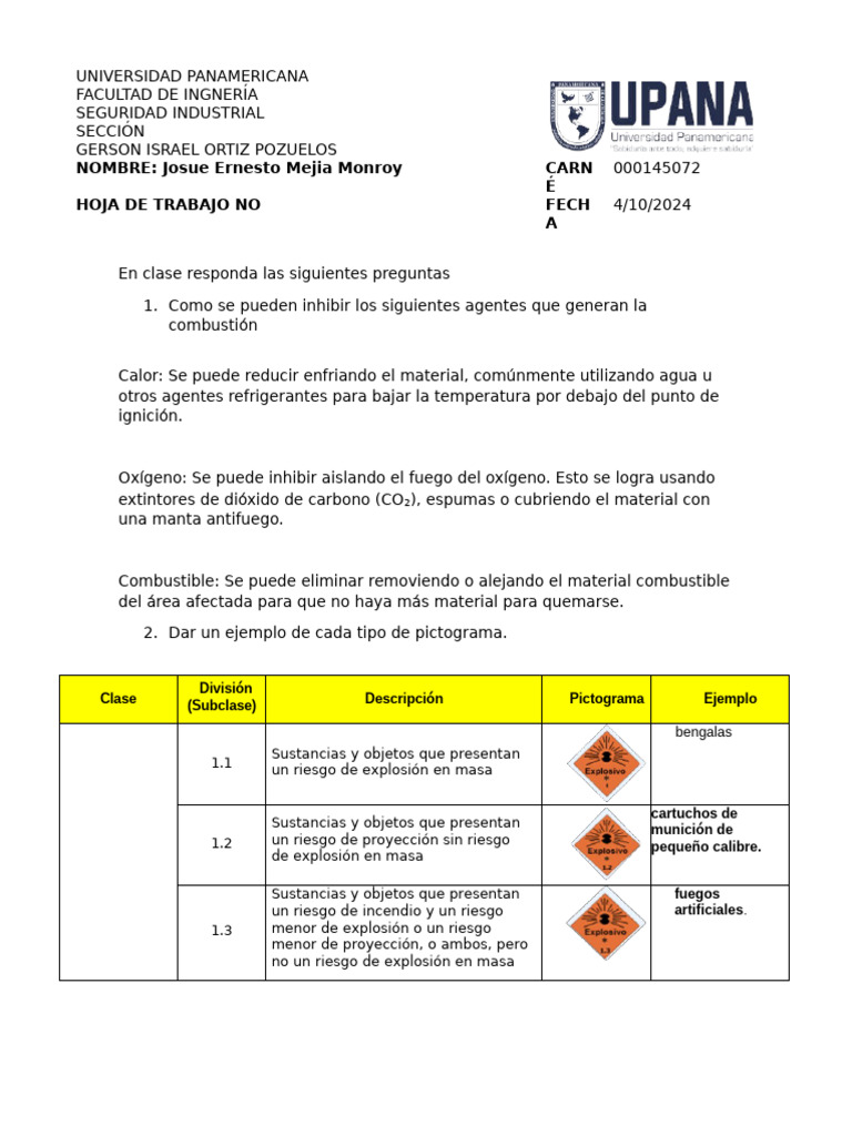 Hoja de Trabajo No.3 | PDF | Combustión | Sustancias químicas