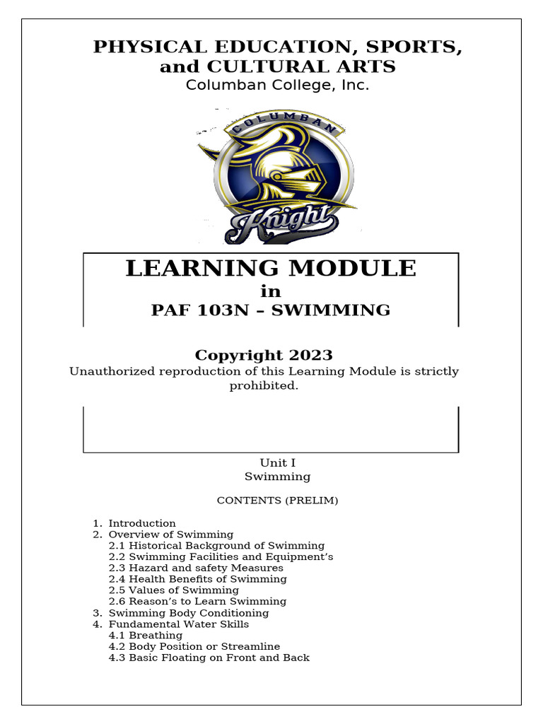 PAF-103N - Module (Swimming) | PDF | Swimming | Breathing