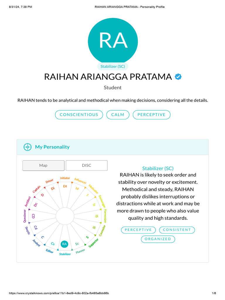 Personality Insights for Raihan | PDF | Personality Psychology | Risk