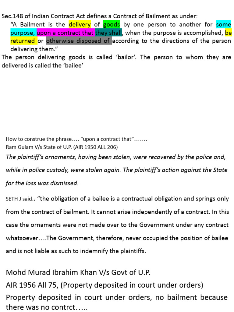 Bailment | PDF | Common Law | Business Law