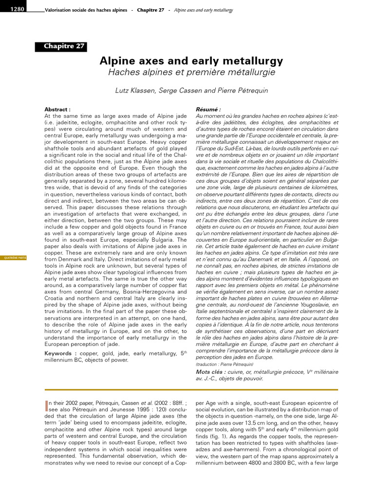 Alpine Jade Axes and Early Metallurgy | PDF | Tools | Neolithic