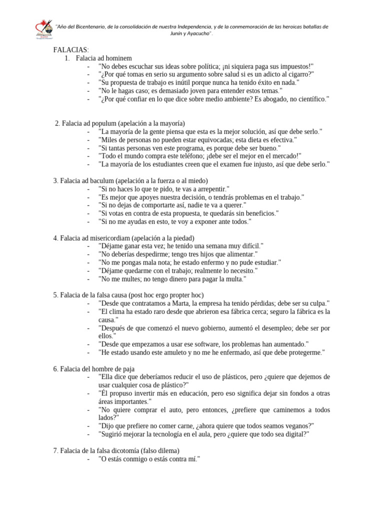 Tipos de Falacias Lógicas Explicadas | PDF | Falacia