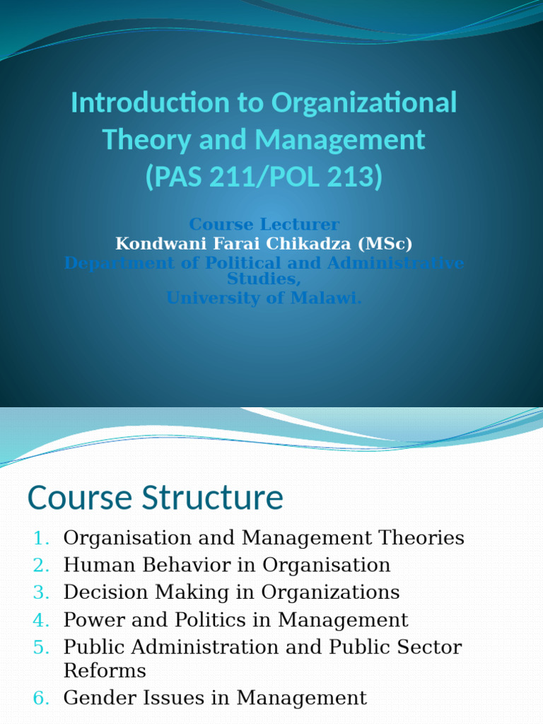 1.introduction To Organizational Theory and Management | PDF | Theory ...
