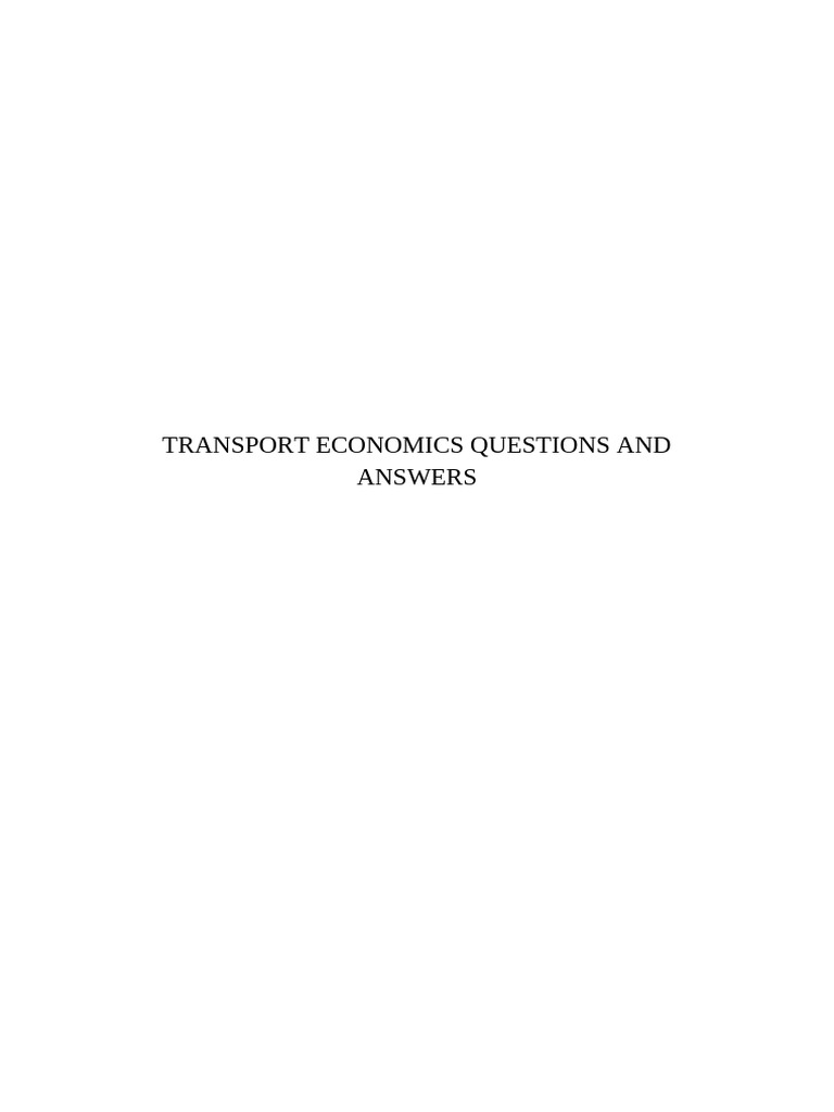 Transport Economics: Key Concepts Explained | PDF | Elasticity ...