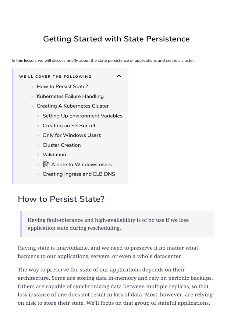 161 Getting Started With State Persistence | PDF | Computer Cluster | Computing