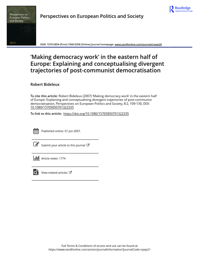 Making Democracy Work' in The Eastern Half of Europe: Explaining and ... Making Democracy Work' in The Eastern Half of Europe: Explaining and ...