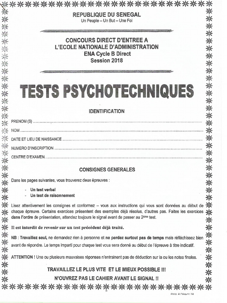 Epreuves Écrites ENA Cycle B 2018 | PDF