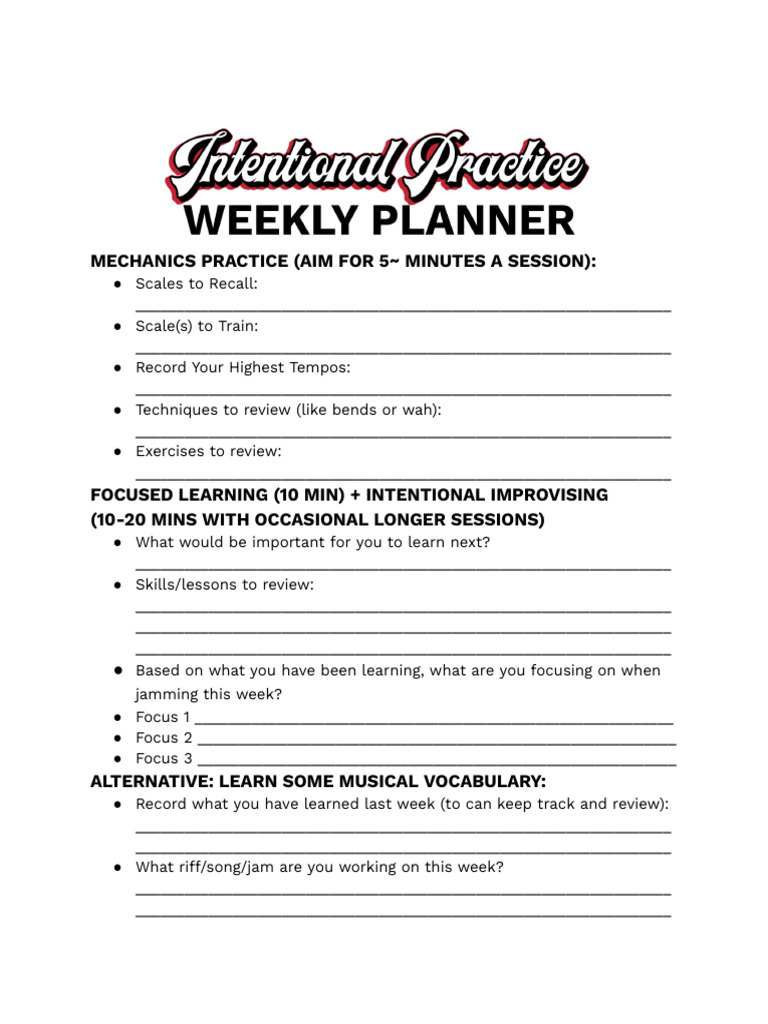 Intentional Practice Planner | PDF | Computers | Technology & Engineering