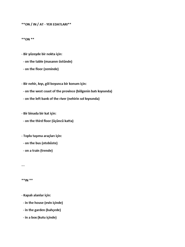 Prepositions of Space | PDF