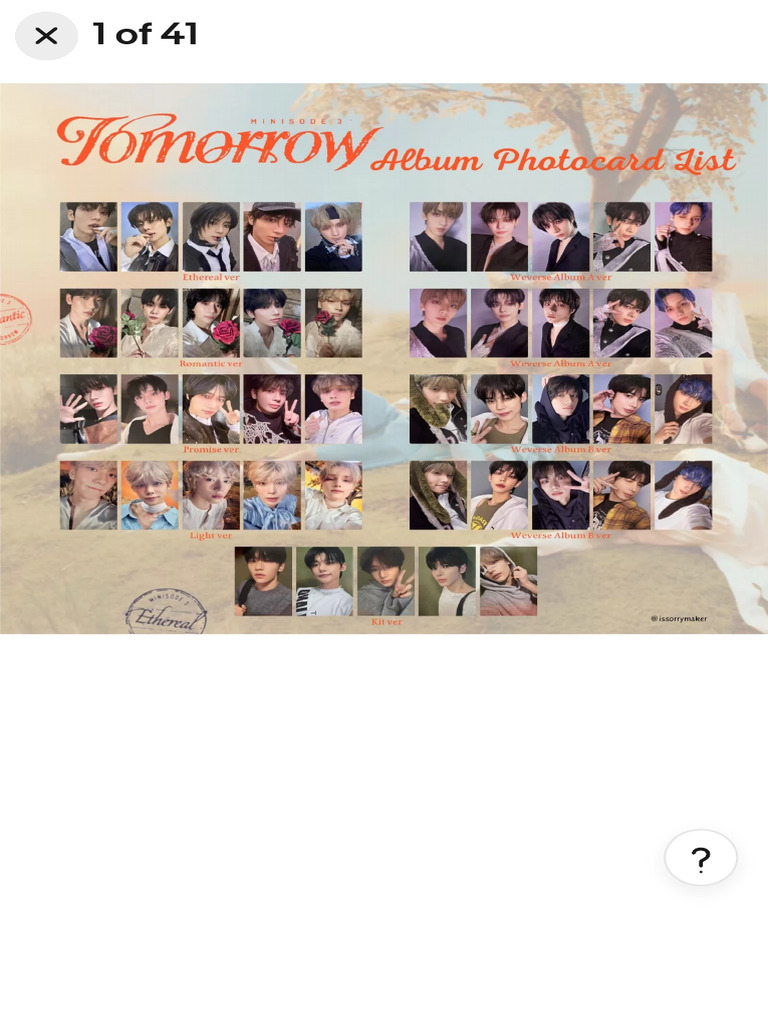 Album Minisode 3 Tomorrow Photocard All Version Official | PDF
