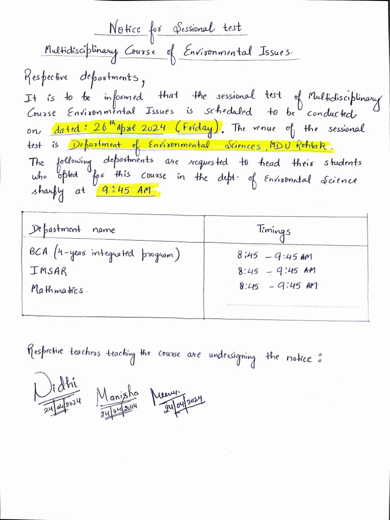 Sessional Notice | PDF