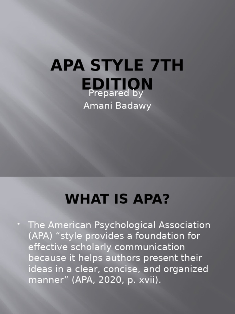 12 Self-Study - APA STYLE 7TH EDITION | PDF | Apa Style | American ...