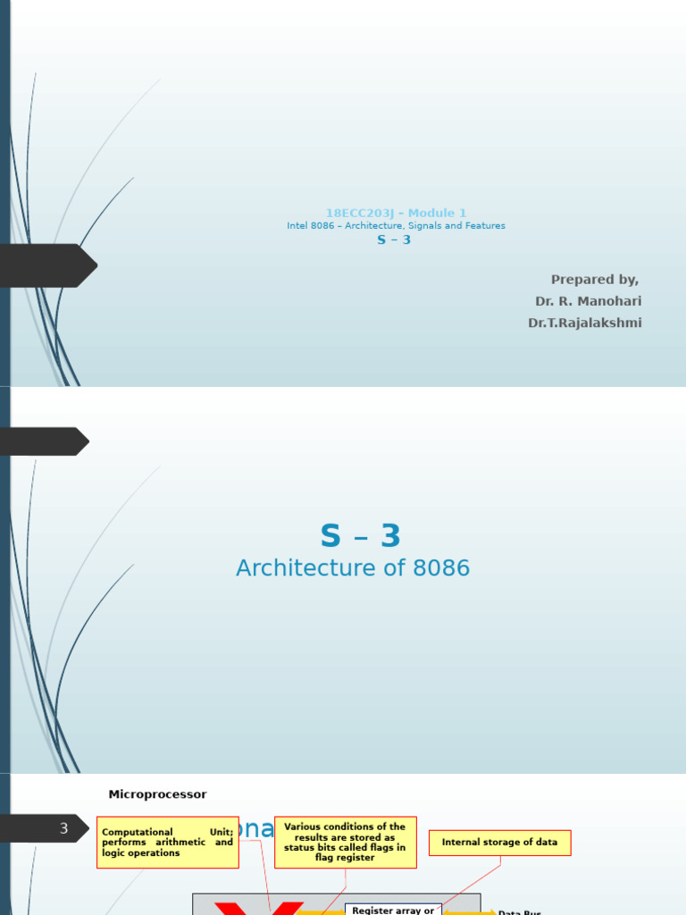 18ECC203J - Unit 1 S - 3 | PDF | Pointer (Computer Programming) | Central Processing Unit