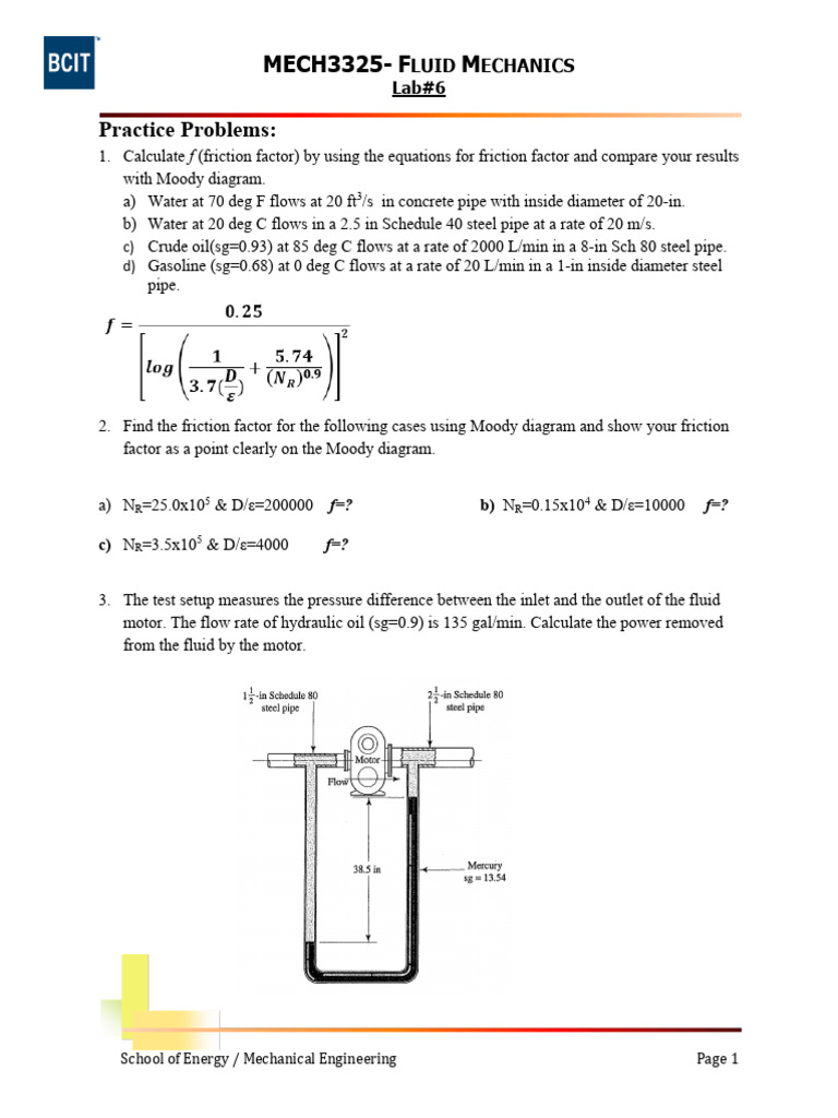 Fluid Mechanics Lab: Friction Factor Calculations | PDF | Teaching Methods & Materials