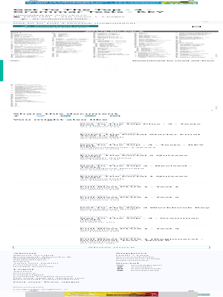 Get To The Top - 3 - Grammar Tests - KEY PDF | PDF | Scribd