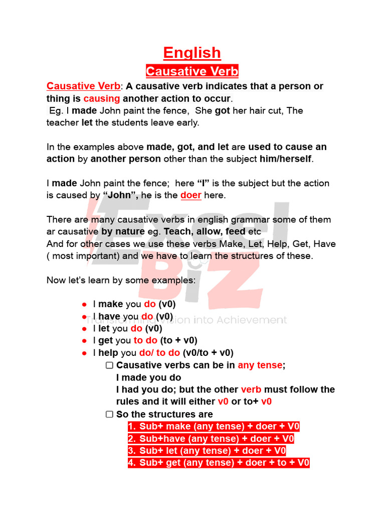 Causative Verb | PDF | Verb | Grammatical Tense