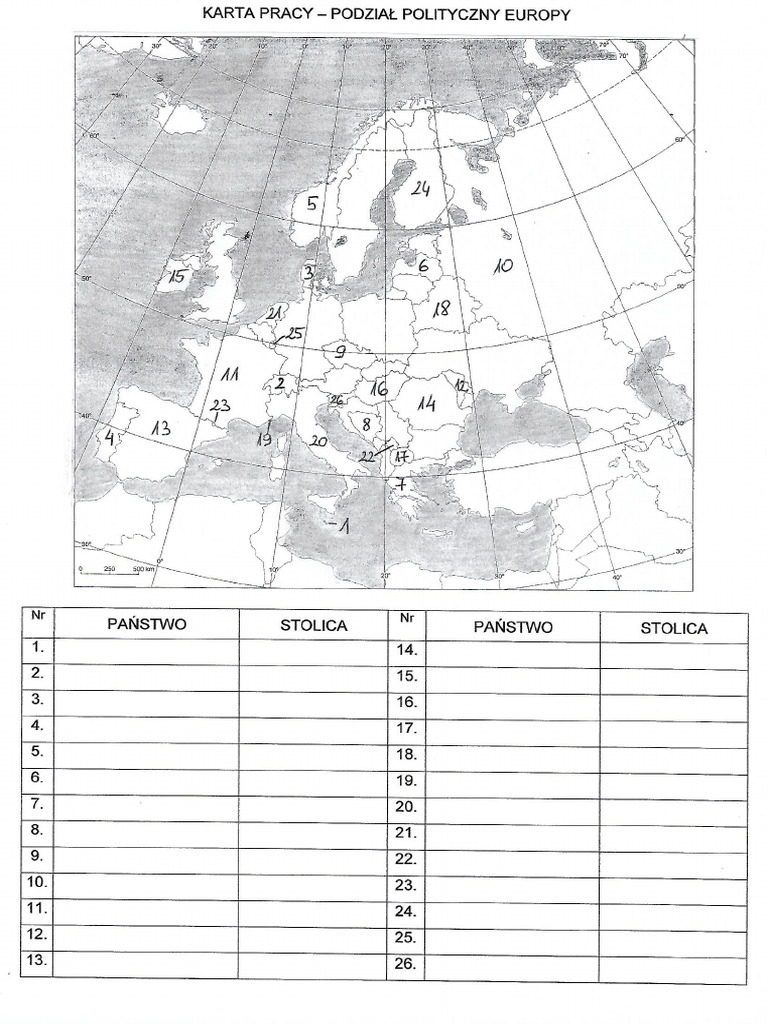 Podział Polityczny Europy Karta Pracy | PDF