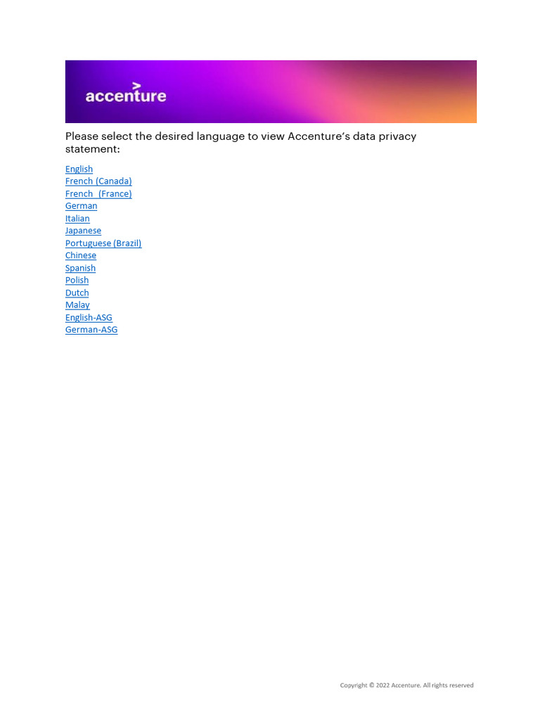 Accenture Data Privacy Statement | PDF