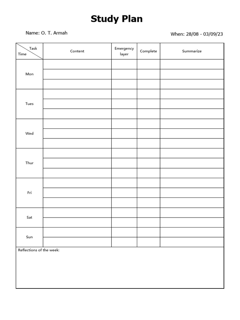 Study Schedule | PDF